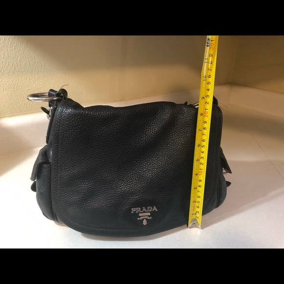 Prada | Bags | Prada Nero Vitello Daino Leather Flap Shoulder Bag ...
